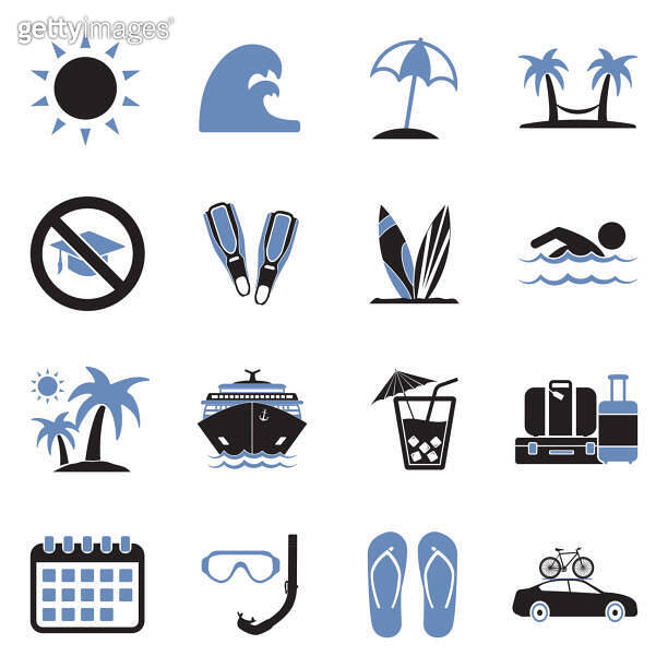 Summer Break Icons. Two Tone Flat Design. Vector Illustration. 이미지 ...