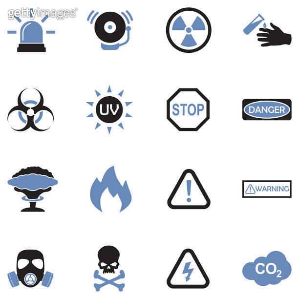 Alerts and Warning Icons. Two Tone Flat Design. Vector Illustration ...