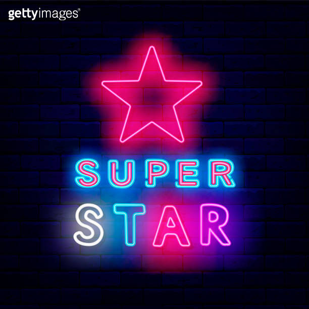 Super star neon sign. Talent competition. Celebrity label. Show and ...