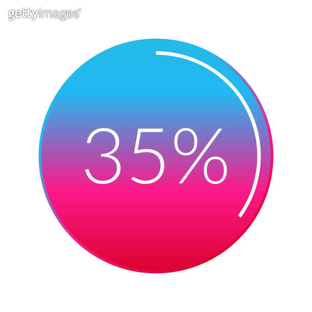 35 percent circle chart, isolated symbol. Vector gradient element ...