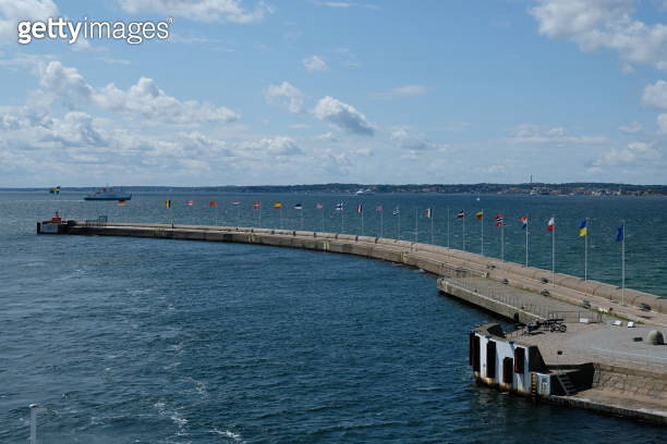 Sweden Helsingborg port harbour pier lighthouse 이미지 (1569351741) - 게티이미지뱅크