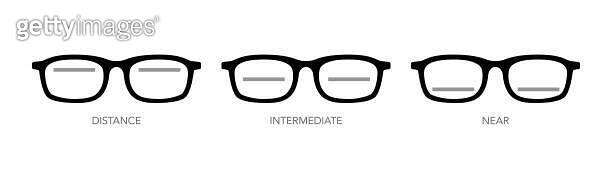 Set of Zones of vision in progressive lenses Fields of view Eye frame ...