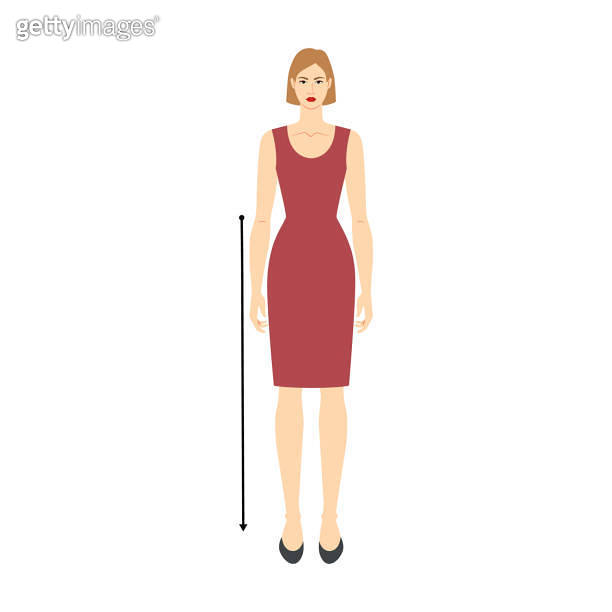 Women to do waist to floor measurement body with arrows fashion ...