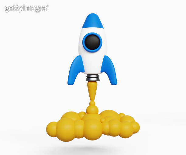 3D business start up concept. Vision, future innovation, fast growth ...