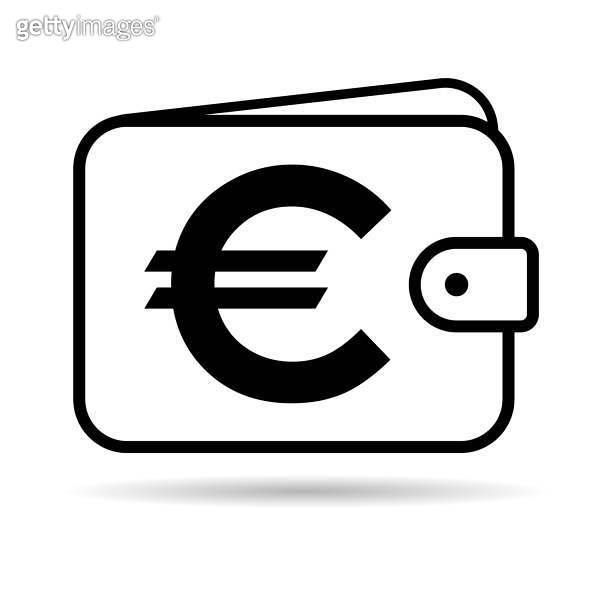 Wallet euro icon shadow, finance flat symbol, economy deposit cash ...