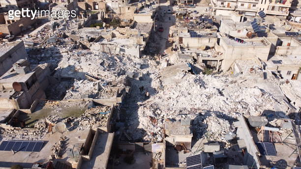 Top view of buildings destroyed by the earthquake. 이미지 (1483244195 ...