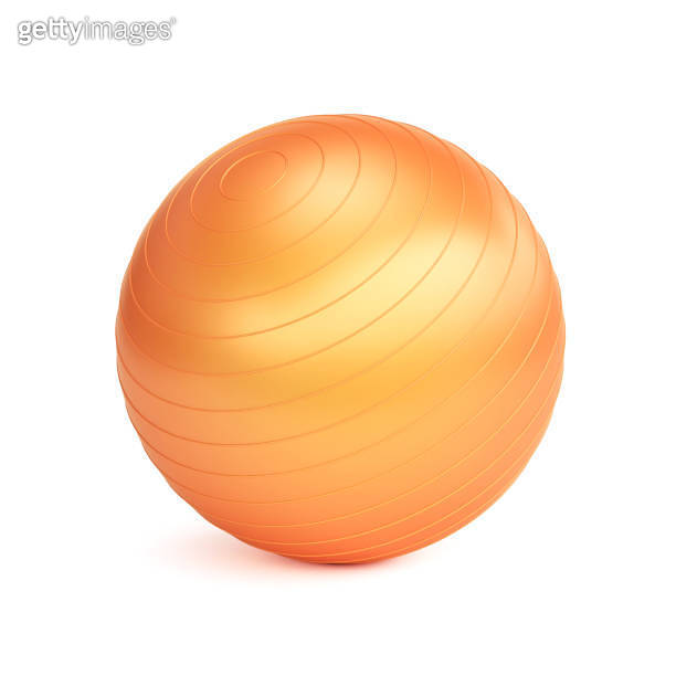 Orange fitness ball isolated on white background 3d rendering ...