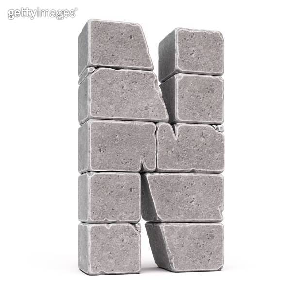 Stone font, letters made of stone blocks 3d rendering, letter N 이미지 ...