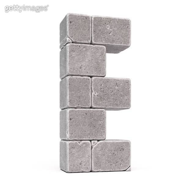 Stone font, letters made of stone blocks 3d rendering, letter E ...