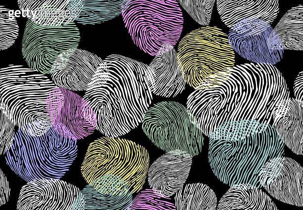 abstract seamless fingerprint background.finger marks on a black ...