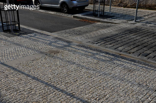 safety ramp for slowing down traffic to a residential street where ...