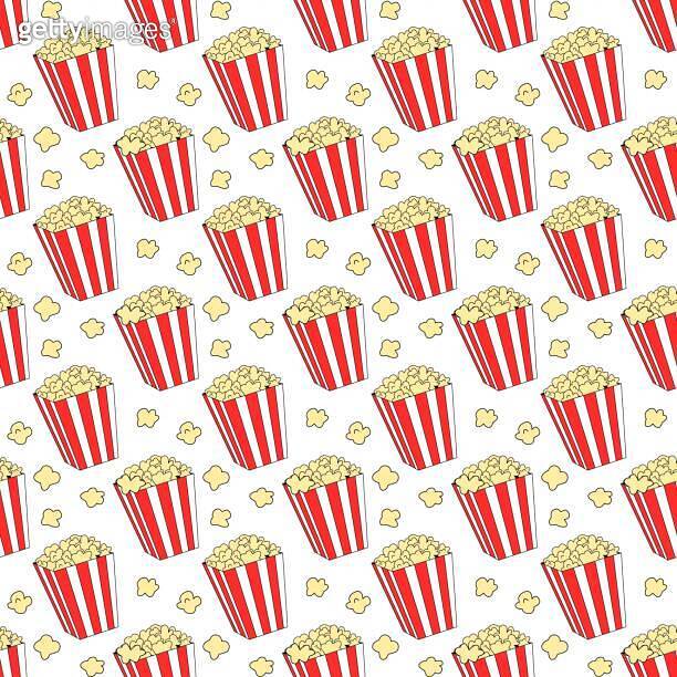 Flying strip popcorn buckets seamless pattern 이미지 (1483857578) - 게티이미지뱅크