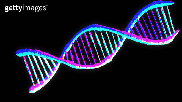 Colorful DNA Strands on spiral. Double helix human DNA structure. gene ...