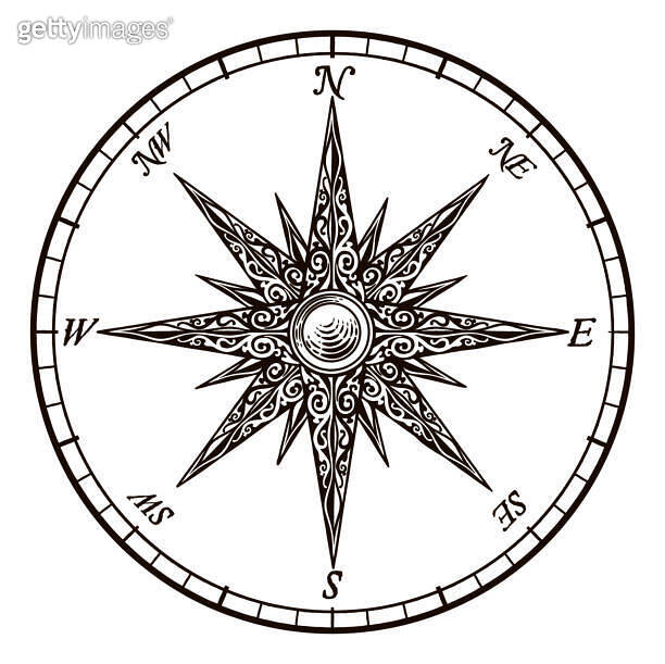 Compass Rose Old Vintage Engraved Etching Map Icon 이미지 (1459010218 ...