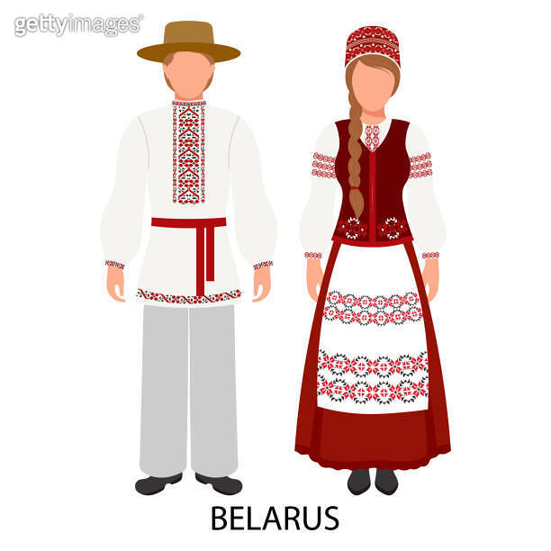 A man and a woman in Belarusian folk costumes. Culture and traditions ...