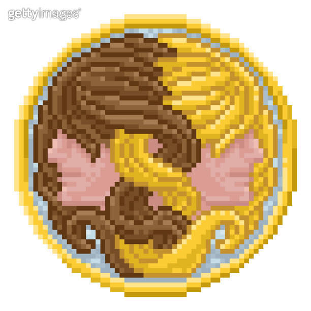 Zodiac Horoscope Astrology Gemini Pixel Art Sign 이미지 (1547941603) - 게티이미지뱅크