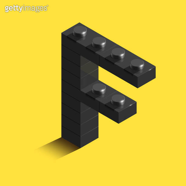 3d isometric letter F of the alphabet from lego bricks. 3d isometric ...
