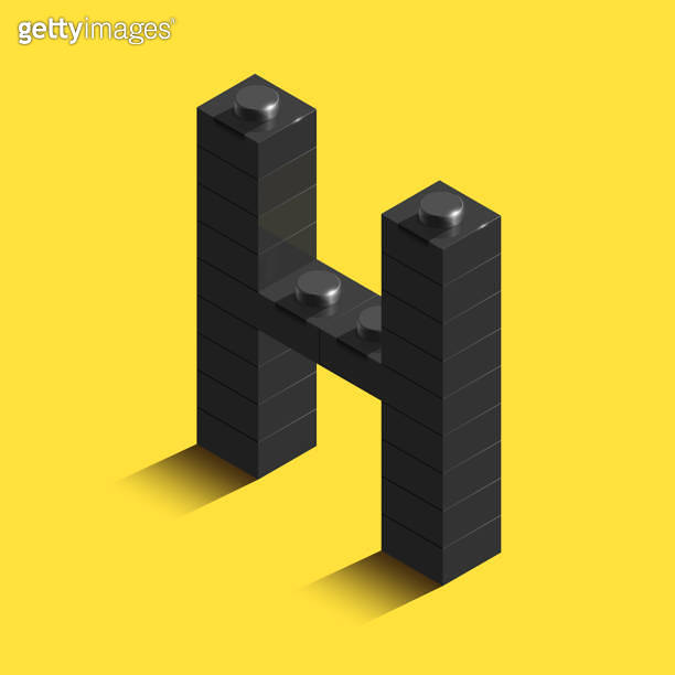 3d isometric letter H of the alphabet from lego bricks. 3d isometric ...