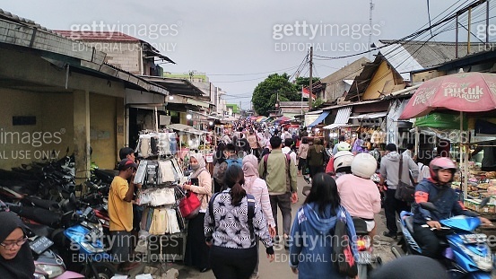 Bustling small streets crowded with people who have just got off the ...