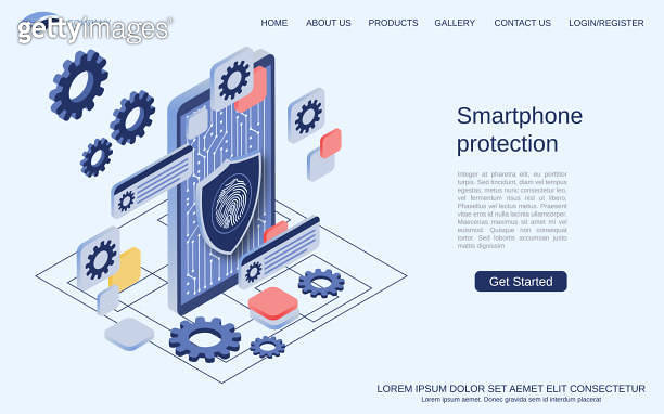 Smartphone protection, computer security, access control modern 3d ...
