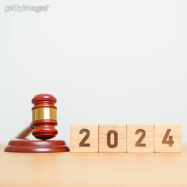 2024 block with judge gavel on table. Law, lawyer, judgment, justice ...