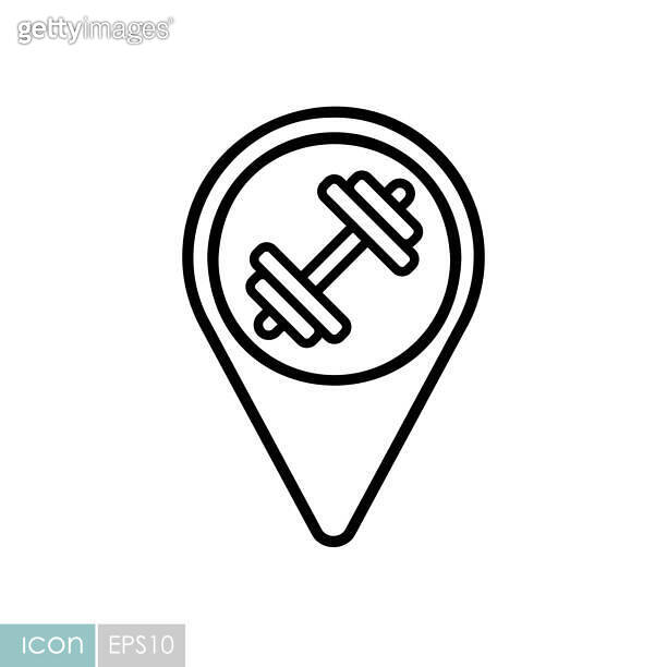 Gym pin map vector icon. Map pointer. Map markers (1860332165) - 게티이미지뱅크