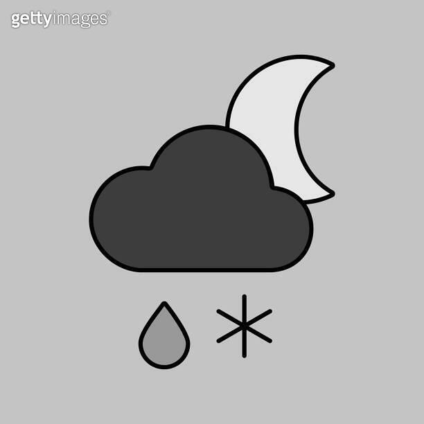 Cloud with snow and rain moon icon. Weather sign 이미지 (1491922851) - 게티이미지뱅크
