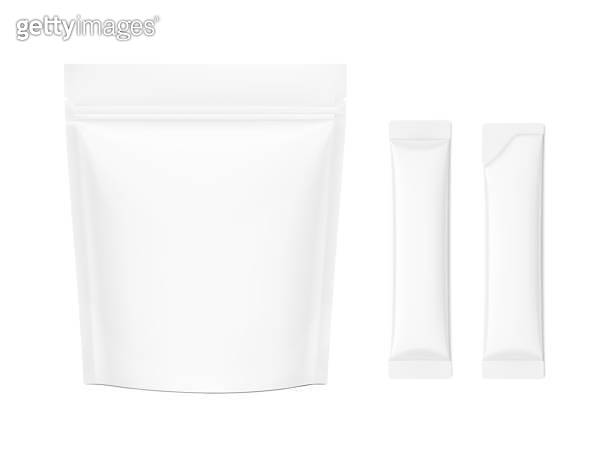 Set of pouch bag with sticks mockups. Torn and regular suite. 이미지 ...