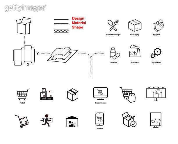 The process of creating product value. Vector illustrations on glue ...