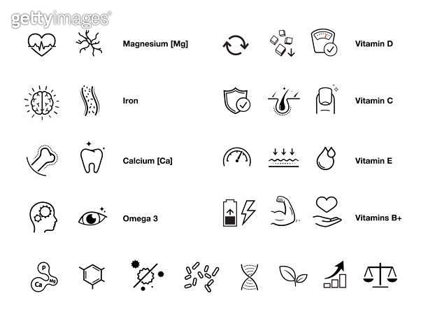 Vitality icon set for human-improving products. 이미지 (1745959800) - 게티이미지뱅크