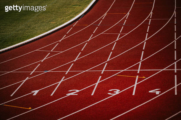 Captivating Red Track with Crisp White Lines and Numbers Creates an ...