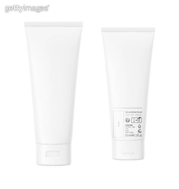 Realistic plastic tube mockup with flip top cap and back sample text ...