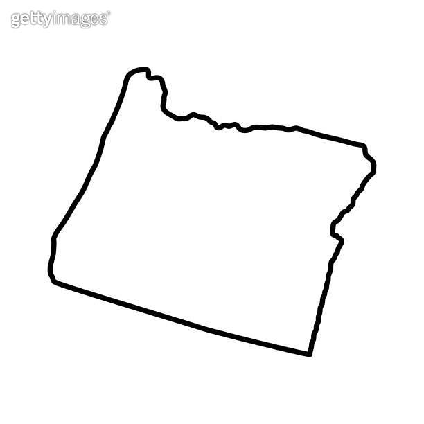 Map of Oregon is a state of United States. Editable stroke. Vector ...