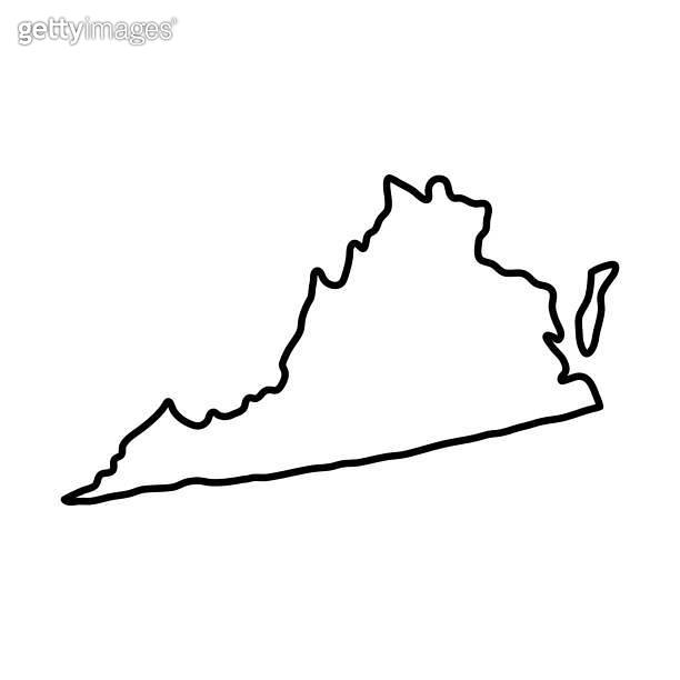 Map of Virginia is a state of United States. Editable stroke. Vector ...