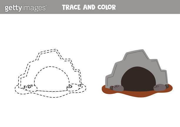 Trace and color cartoon wolf lair. Worksheet for children. (1482418673 ...