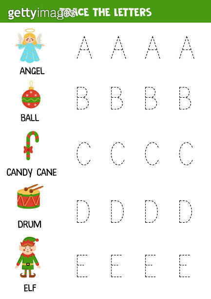 Tracing letters of Christmas alphabet. Writing practice. (1695584686 ...
