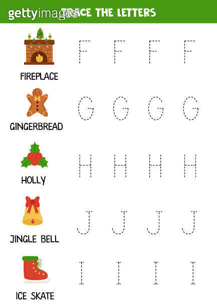 Tracing letters of Christmas alphabet. Writing practice. (1695584689 ...