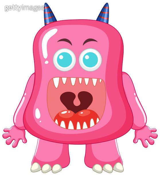 Cheerful Pink Alien Monster Cartoon Character with Open Mouth ...
