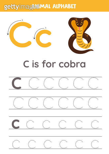 Tracing alphabet letters for kids. Animal alphabet. c is for cobra ...