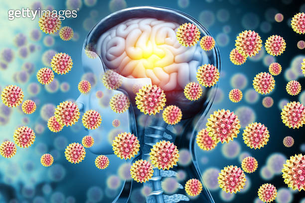 Brain virus infection. 3d illustration 이미지 (1767000638) - 게티이미지뱅크