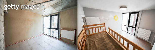 Children room before and after renovation. 이미지 (1461038565) - 게티이미지뱅크