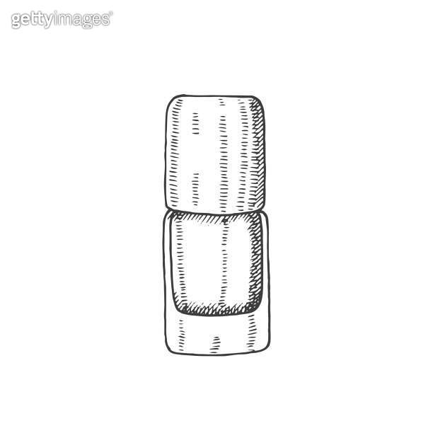 Hand drawn bottle of gel polish, nail polish in sketch style. engraving ...