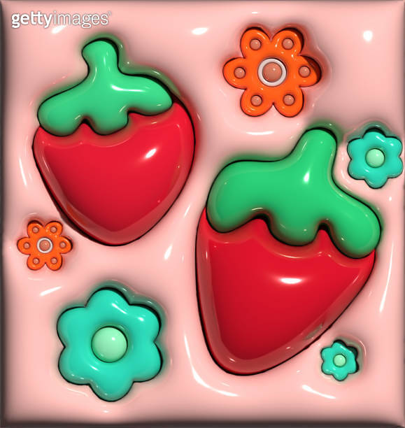 abstract cute inflate effect melons pattern 3D illustration background ...