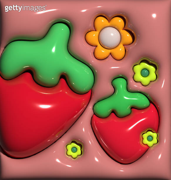 abstract cute inflate effect melons pattern 3D illustration background ...
