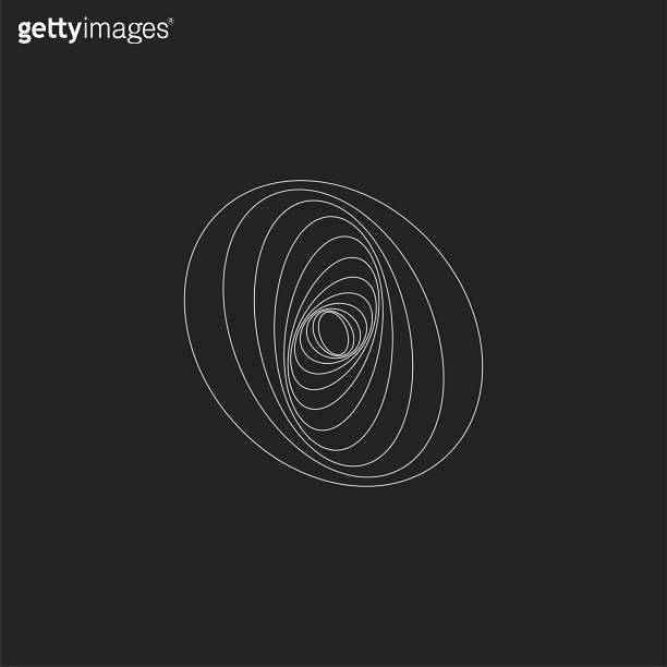 abstract black and white geometric circle line spiral turn wave round ...
