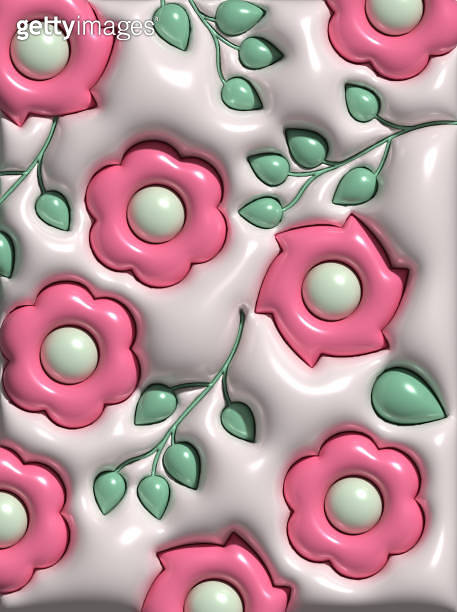abstract cute inflate effect plant flower pattern 3D banner background ...