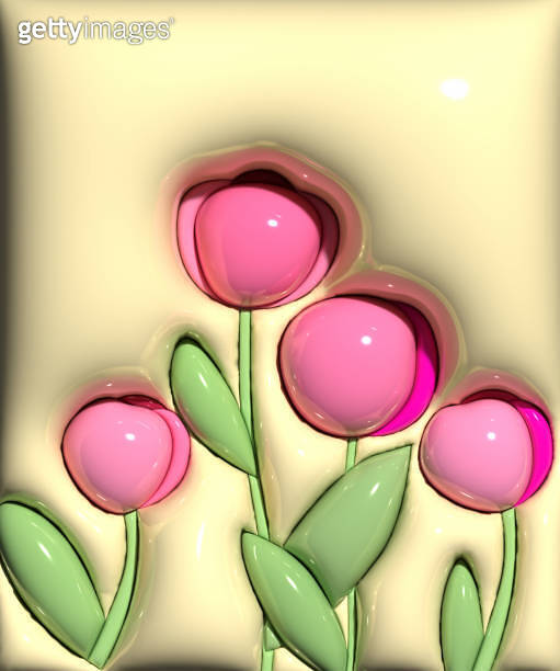 abstract cute inflate effect tulips flower pattern illustration ...