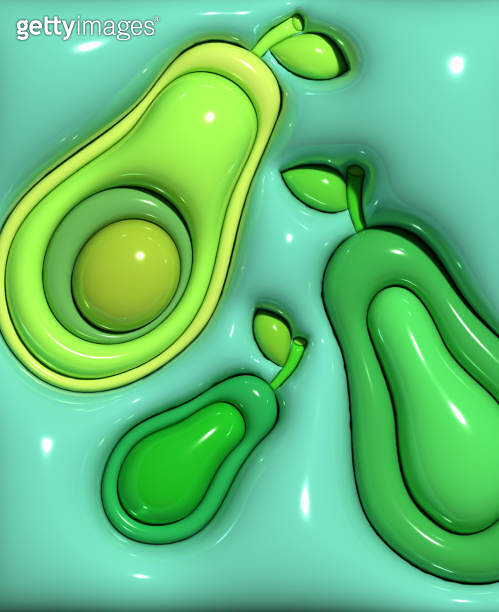 abstract colors cute inflate avocado fruit pattern illustration ...