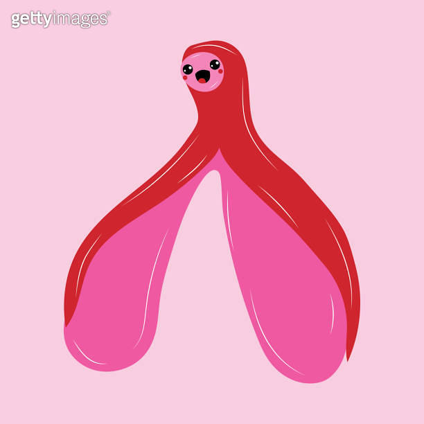 Reproductive system of the clitoris with kawaii eyes. Clitoral glans ...