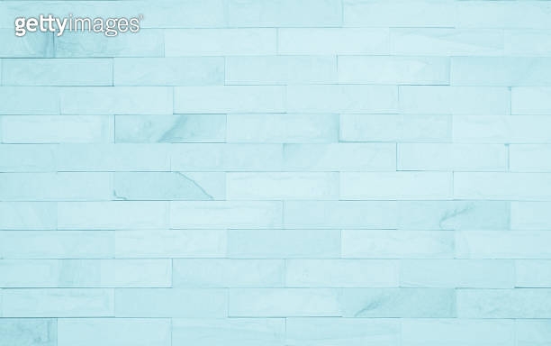 Detail of modern blue brick wall background photo. Blue light brick ...